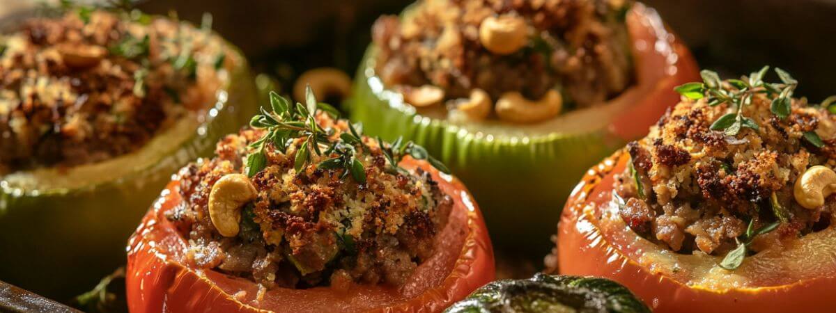 Légumes farcis à la chair à saucisse et noix de cajou - Recette