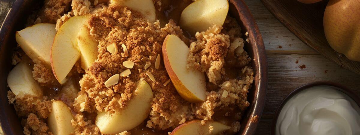 Crumble pommes-poires aux amandes - Dessert sain