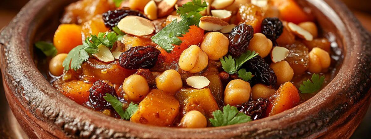 Tajine de pois chiches, carottes et amandes - Recette
